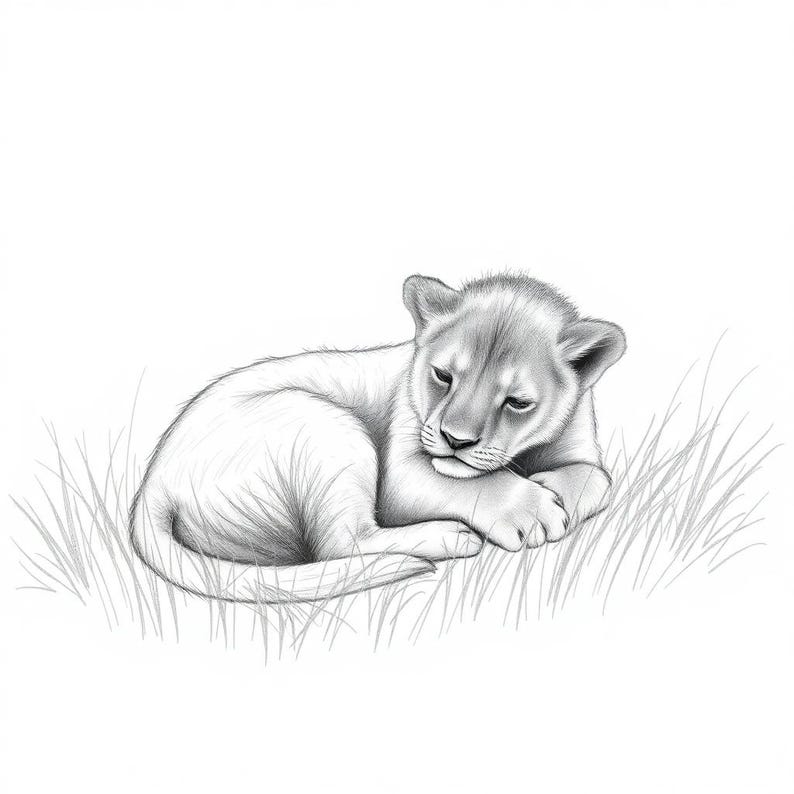 10 Cute Lion Cub Coloring Pages – Printable Fun for Kids and Adults! - Etsy