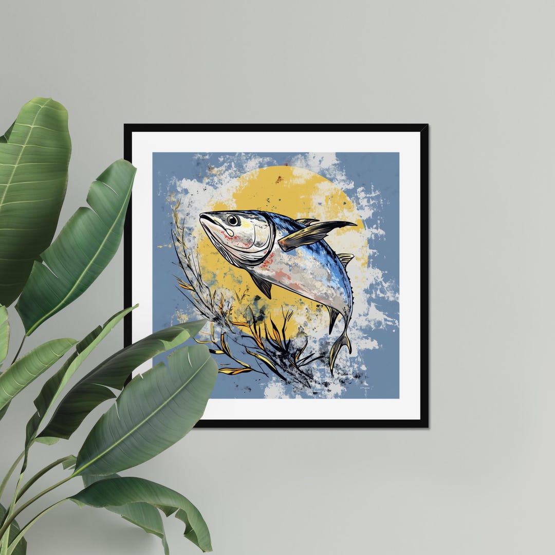 Yellowfin Tuna Japanese Style Digital Art – Unique Fish Illustration ...