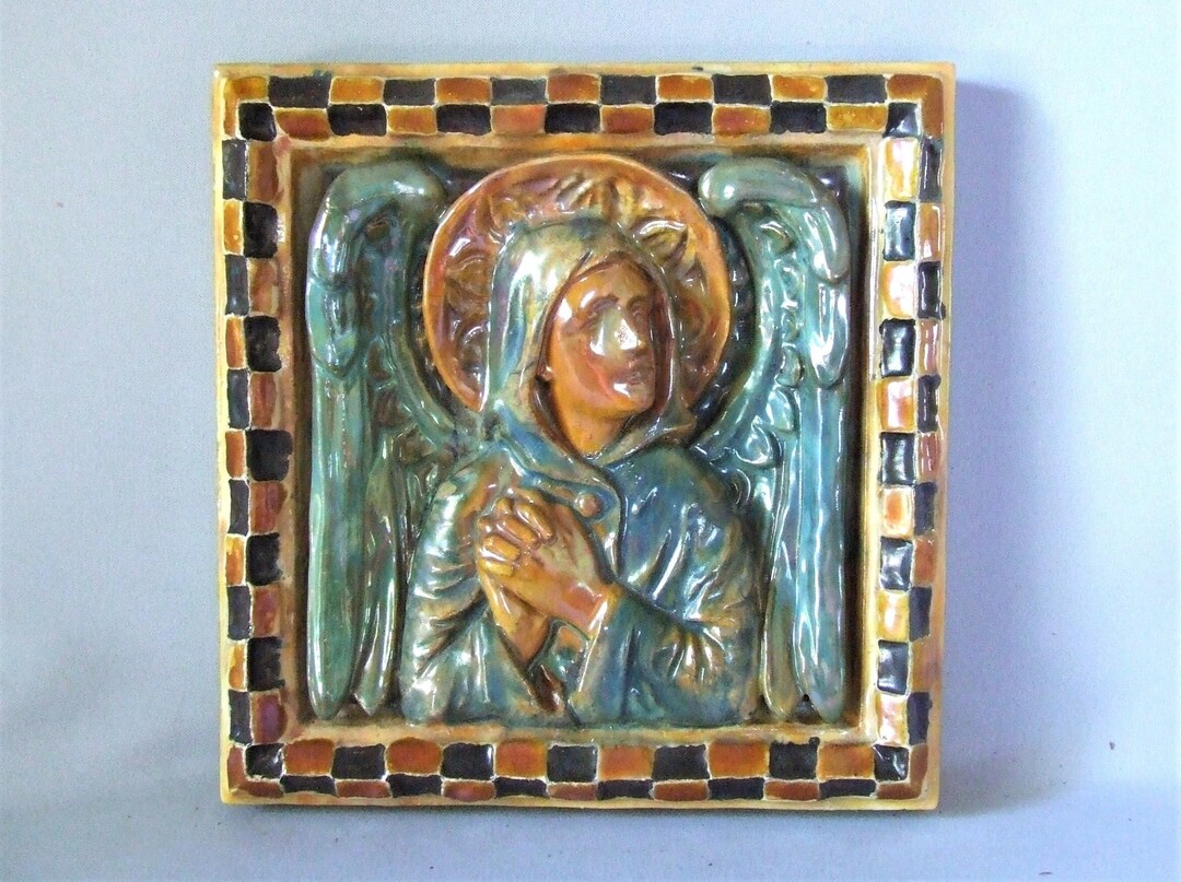 Angel Tile by AETCO American Encaustic Art Pottery Religious Icon - Etsy