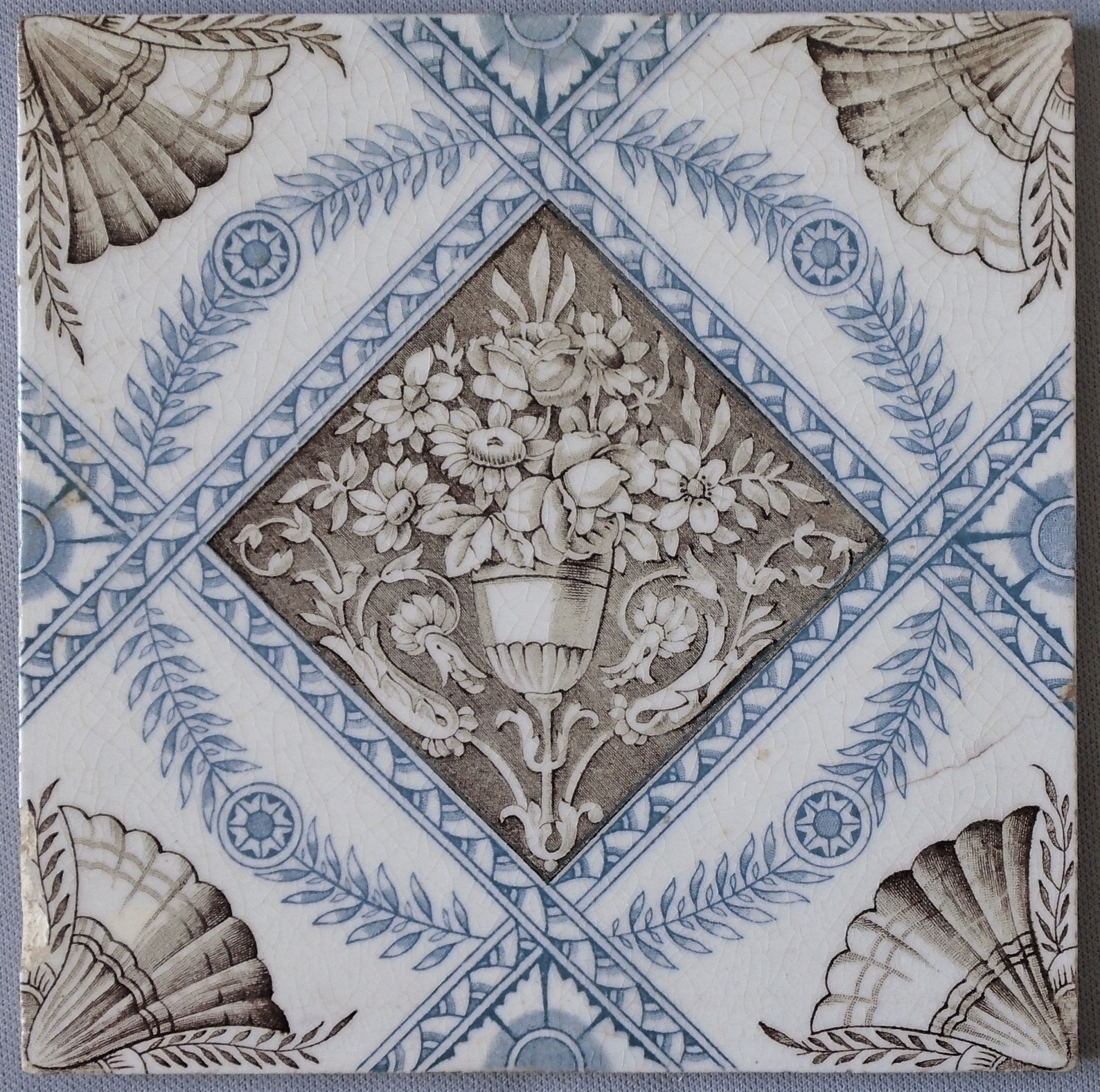 Vintage English Victorian Transferware Tile Neo Classical Urn of ...
