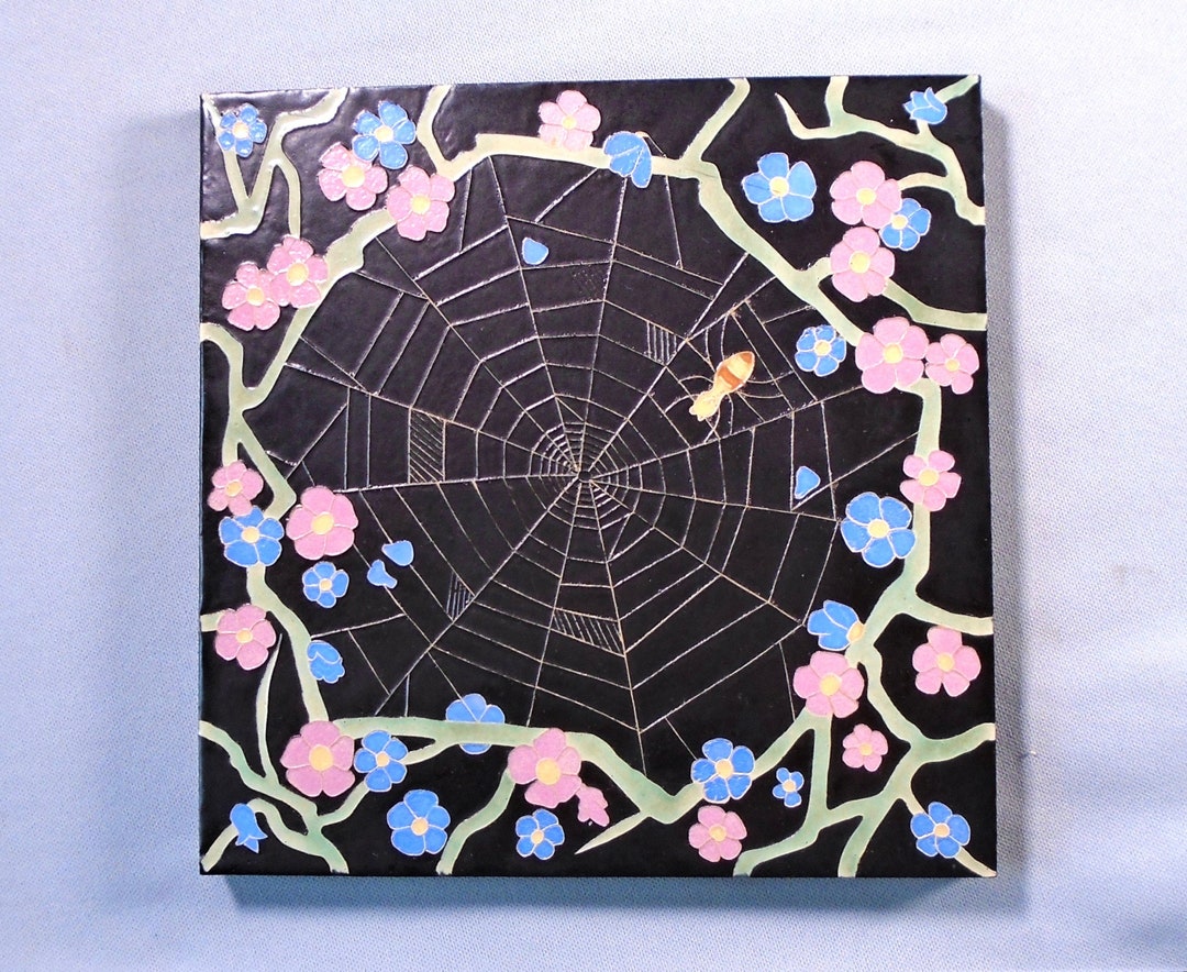 Vintage Art Deco Spider and Web Tile by Franklin Pottery - Etsy