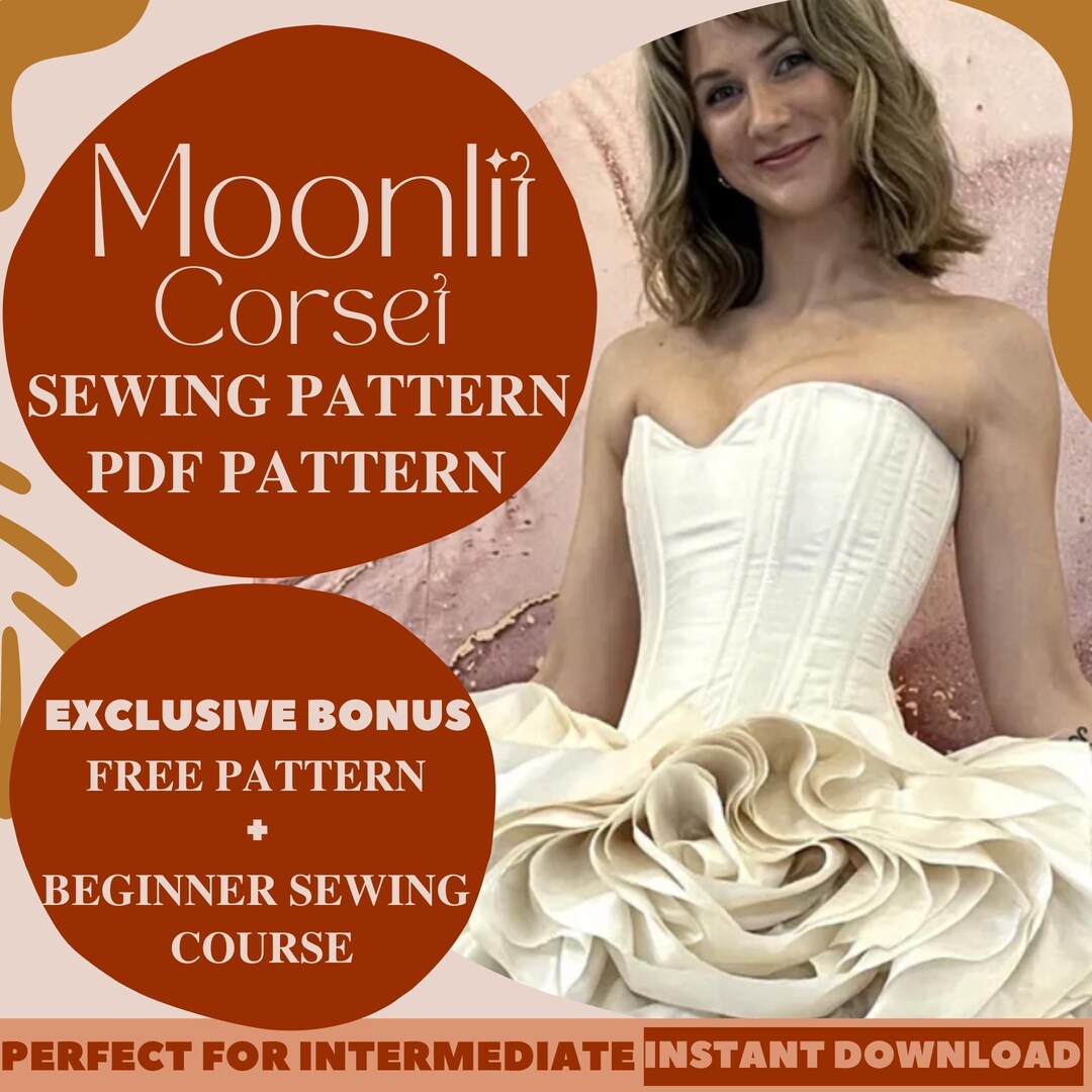 Moonlit Corset Sewing Pattern, Victorian Overbust Corset Sewing ...