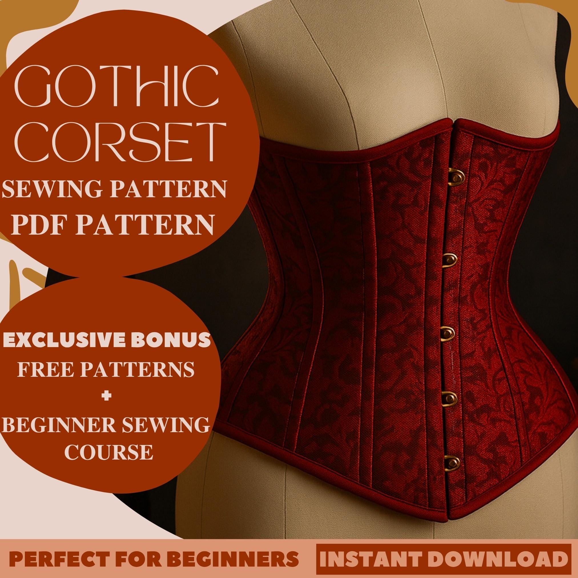 Gothic Underbust Corset Sewing Pattern, Everyday Wear Corset, Victorian ...