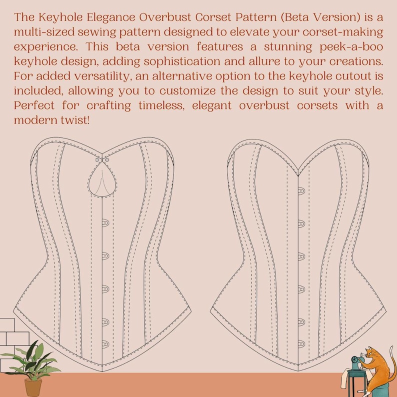 Keyhole Elegance Corset Sewing Pattern, Overbust Corset Sewing Pattern ...