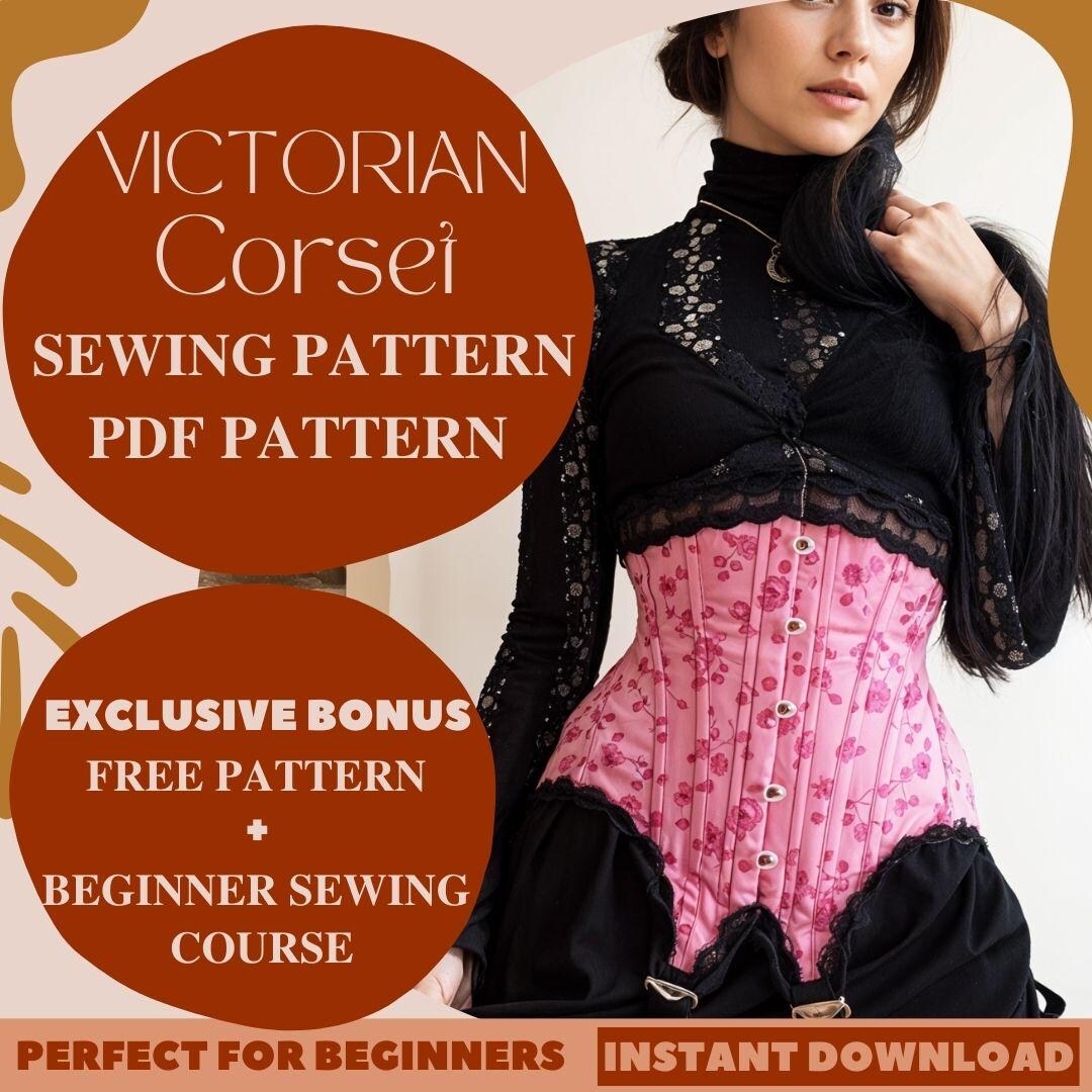 Stylish Victorian Corset Sewing Pattern, Vintage Customizable Underbust ...