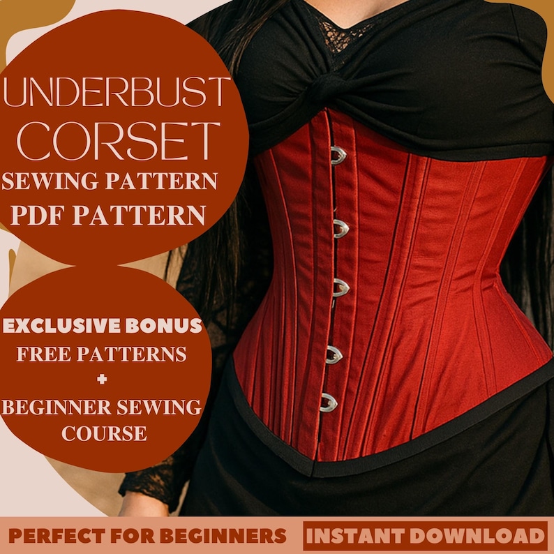 Underbust Corset Sewing Pattern, Beginner-friendly PDF Corset Pattern ...