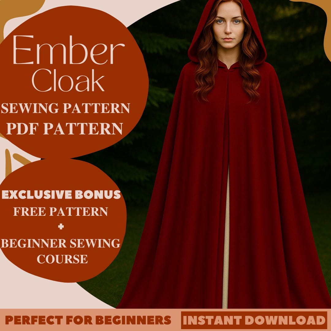 Ember Cloak Sewing Pattern Full-length Hooded Cape With Two Hood Styles ...