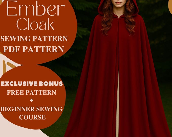 Cloak Sewing Pattern Will, Cloak With Hood Pattern PDF Medieval Magical ...