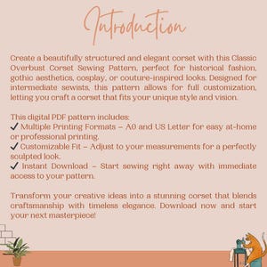 Classic Overbust Corset Sewing Pattern, Customizable Overbust Corset ...