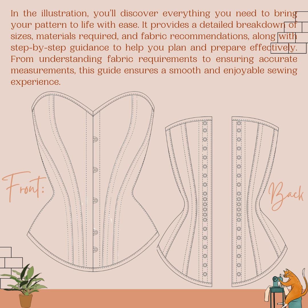 Unique Overbust Corset Sewing Pattern, Edwardian Midbust Corset Sewing ...