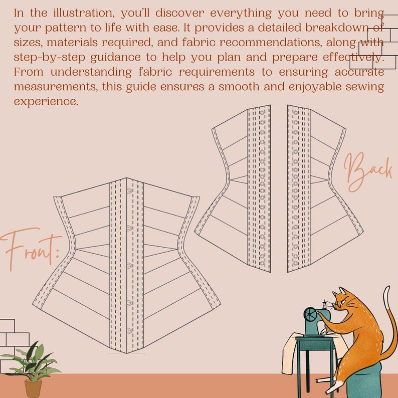 Cherry Lace Corset Sewing Pattern Structured Underbust Corset Pattern ...