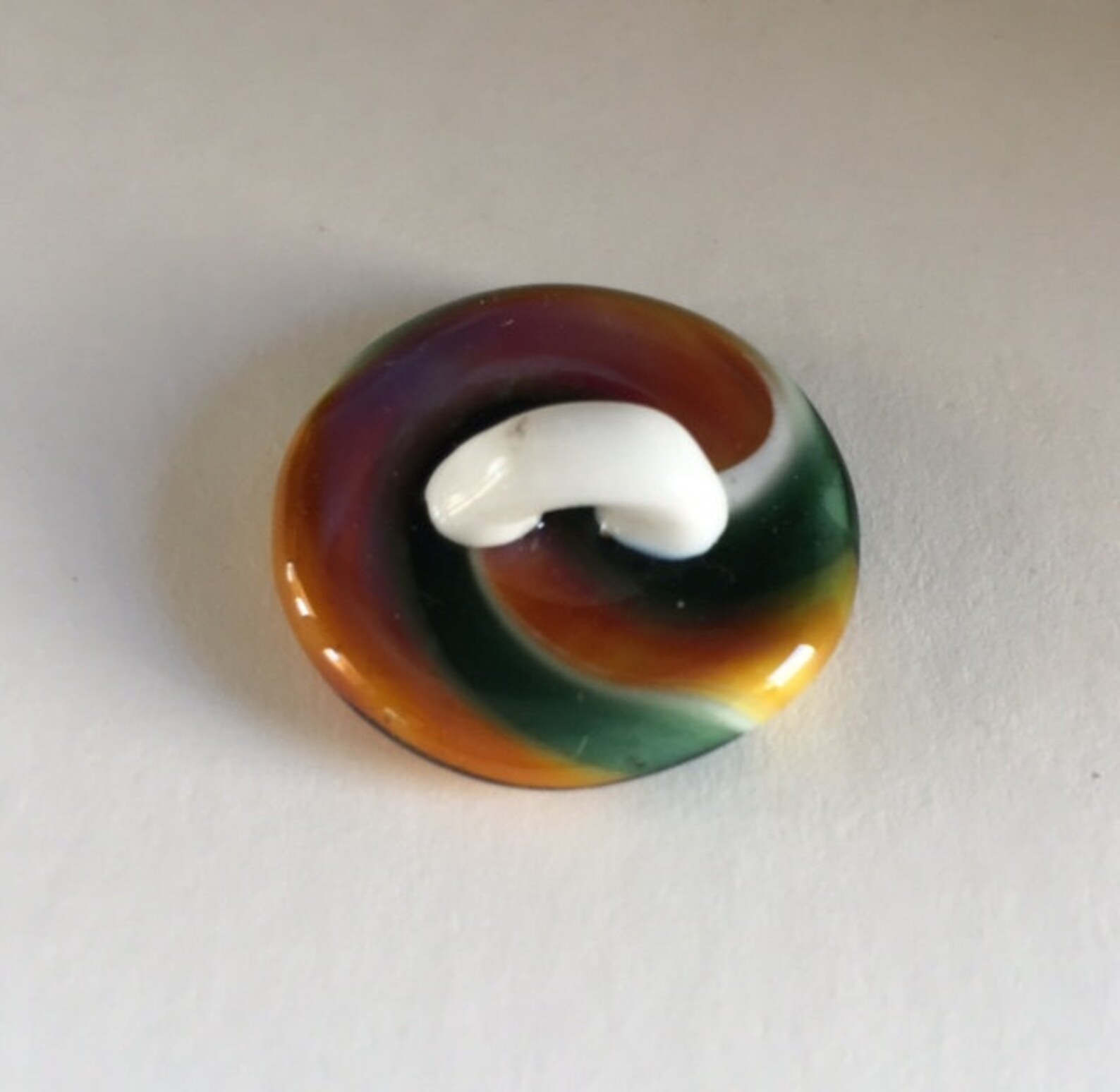 Green/butterscotch Lampwork Glass Button by Greg Hanson With Self Shank ...