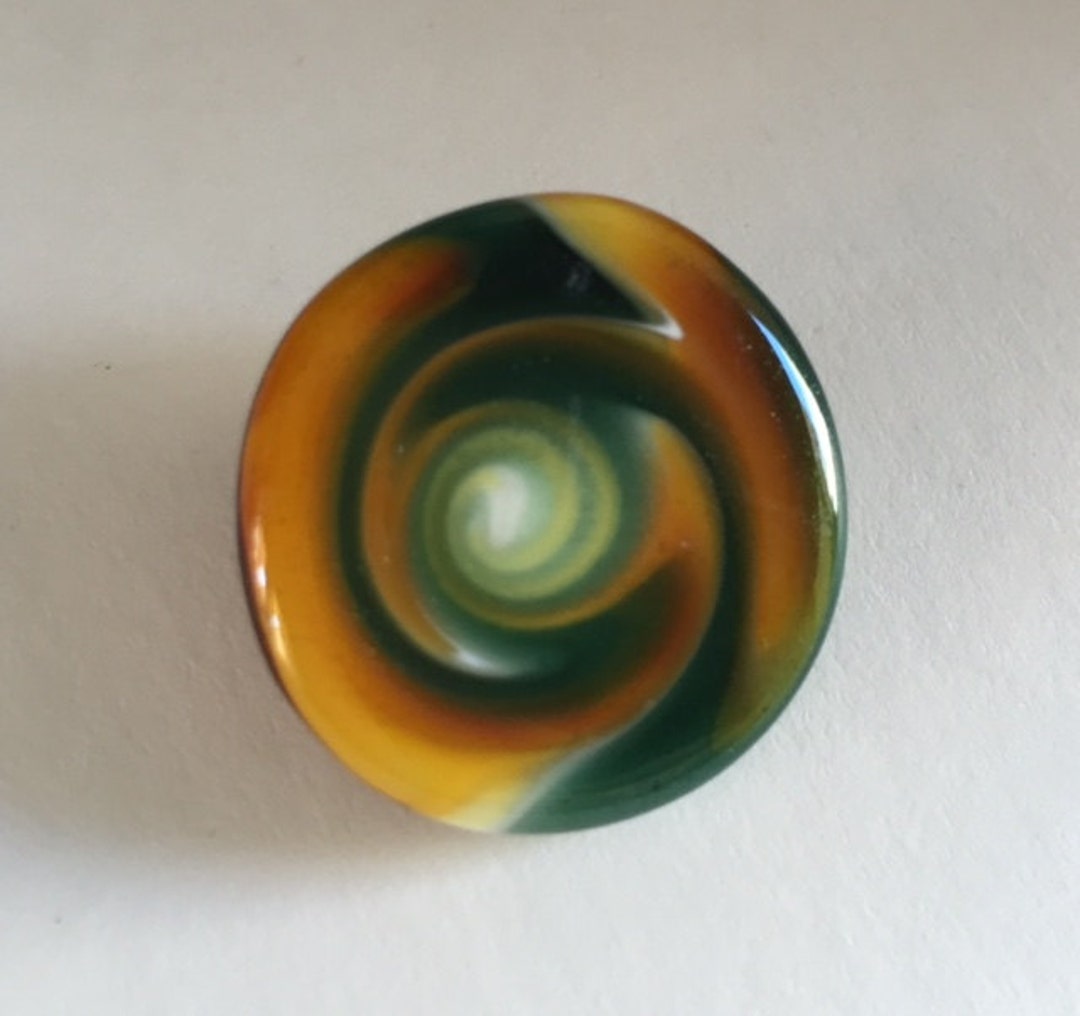 Green/butterscotch Lampwork Glass Button by Greg Hanson With Self Shank ...