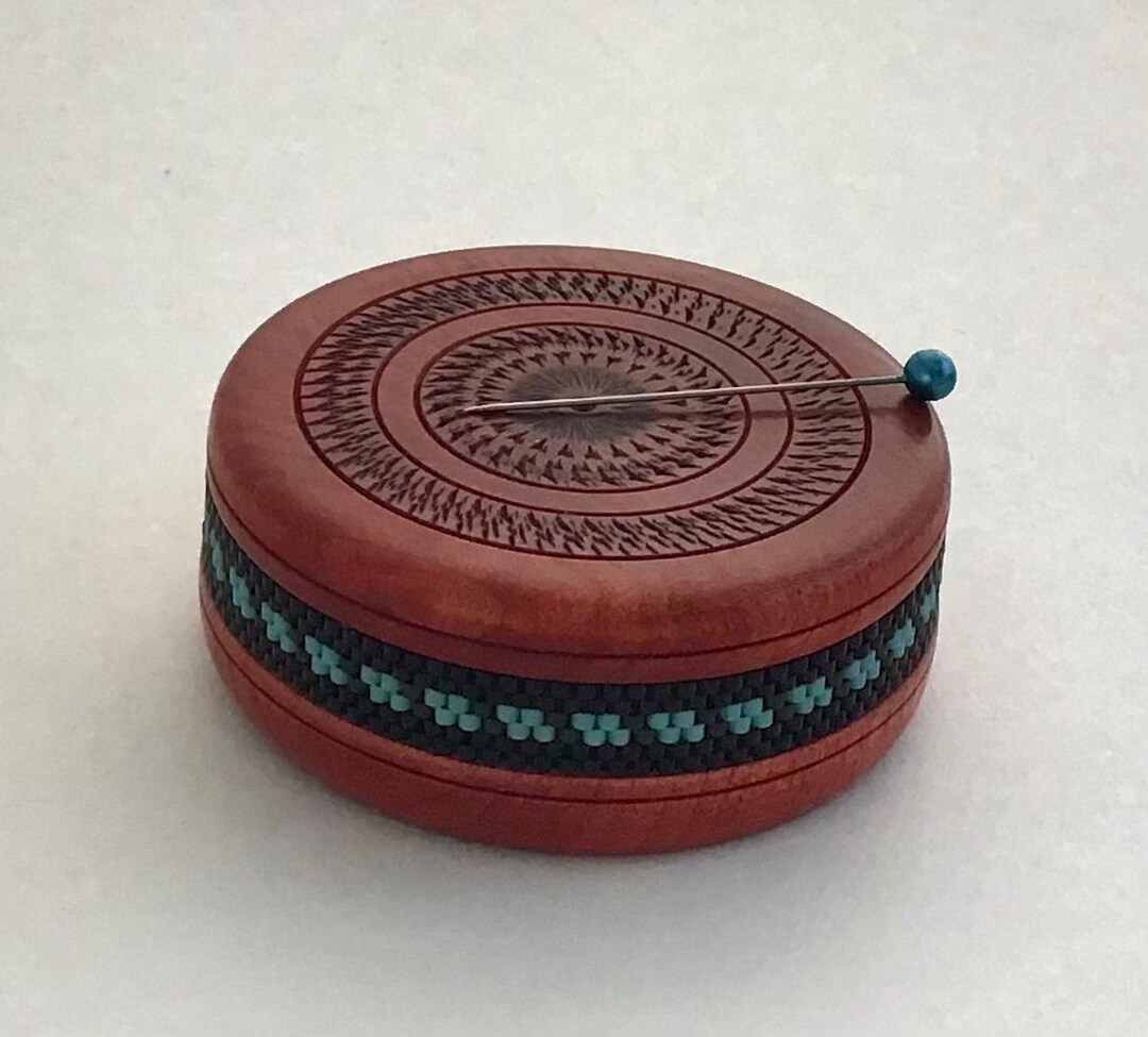Wooden Magnetic Needle Keeper With Beaded Band Inset Handmade by Greg ...