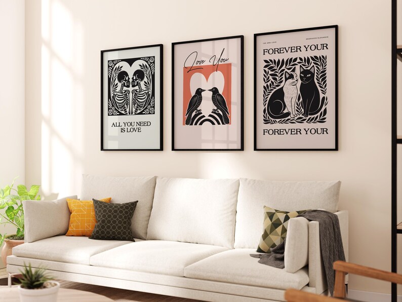Set of 6 Printable Wall Art, Minimalist Love Posters, Modern Romantic ...