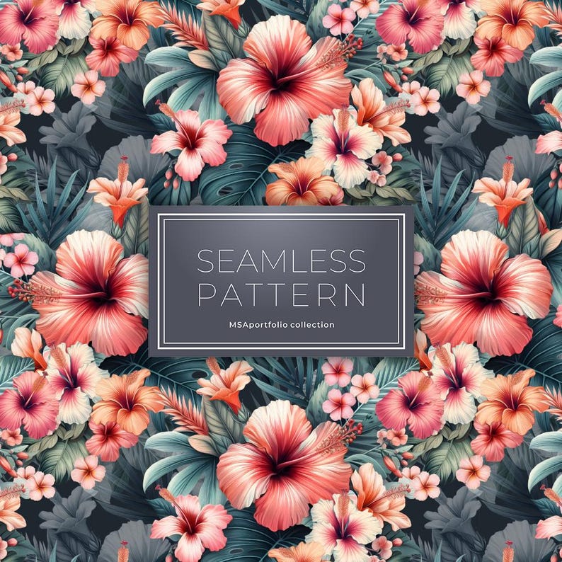 Tropical Hibiscus Floral Seamless Pattern: Vibrant Fabric, Décor ...