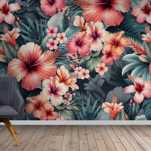 Tropical Hibiscus Floral Seamless Pattern: Vibrant Fabric, Décor ...