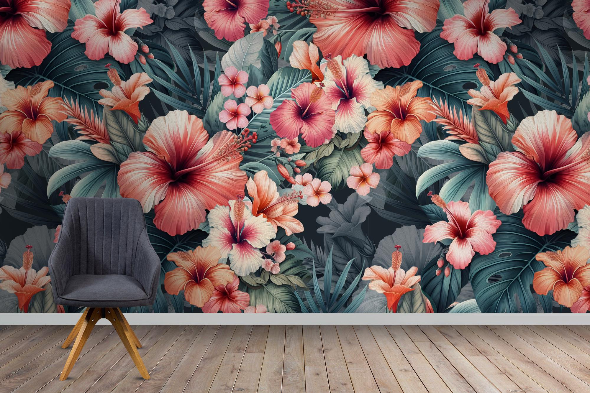 Tropical Hibiscus Floral Seamless Pattern: Vibrant Fabric, Décor ...