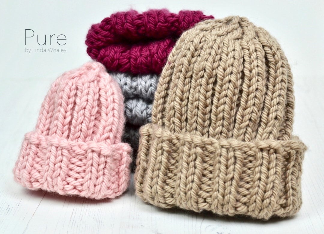 SIMPLE SUPER CHUNKY Knitting Pattern Mikki Simple Rib Hat Baby Child ...