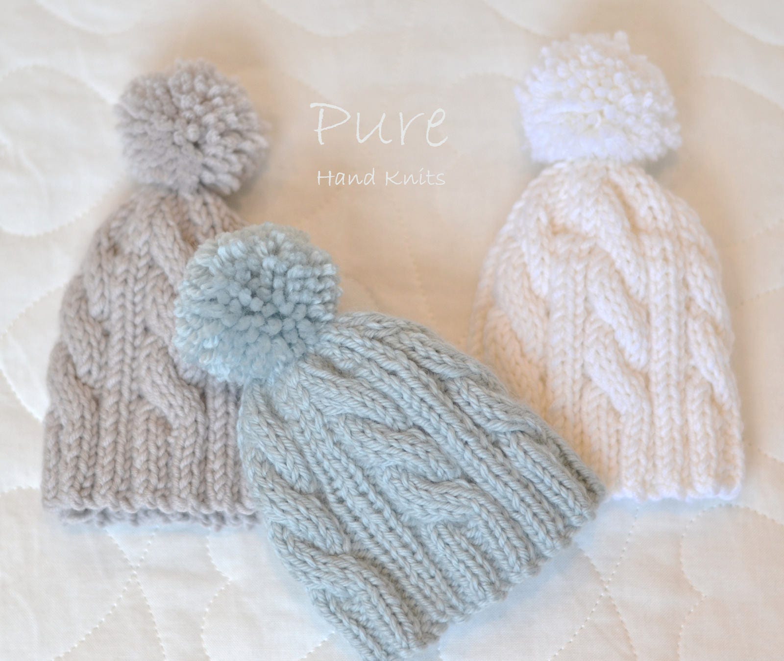 SIMPLE Cabled Bobble Hat KNITTING PATTERN Oscar Newborn to Adult Hat - Etsy