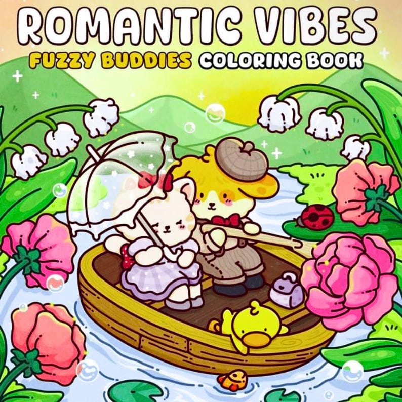 Romantic Cat - Chill Coloring Pages – 70 Cute & Easy Printable Animal ...