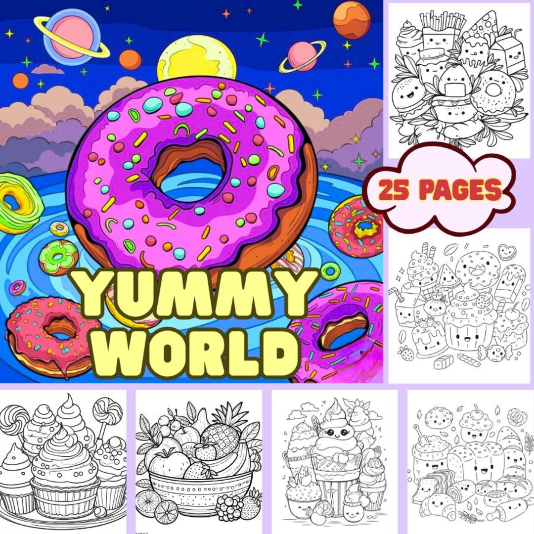 Yummy Food Coloring Pages Kawaii Cute Printable Coloring Book Funny ...