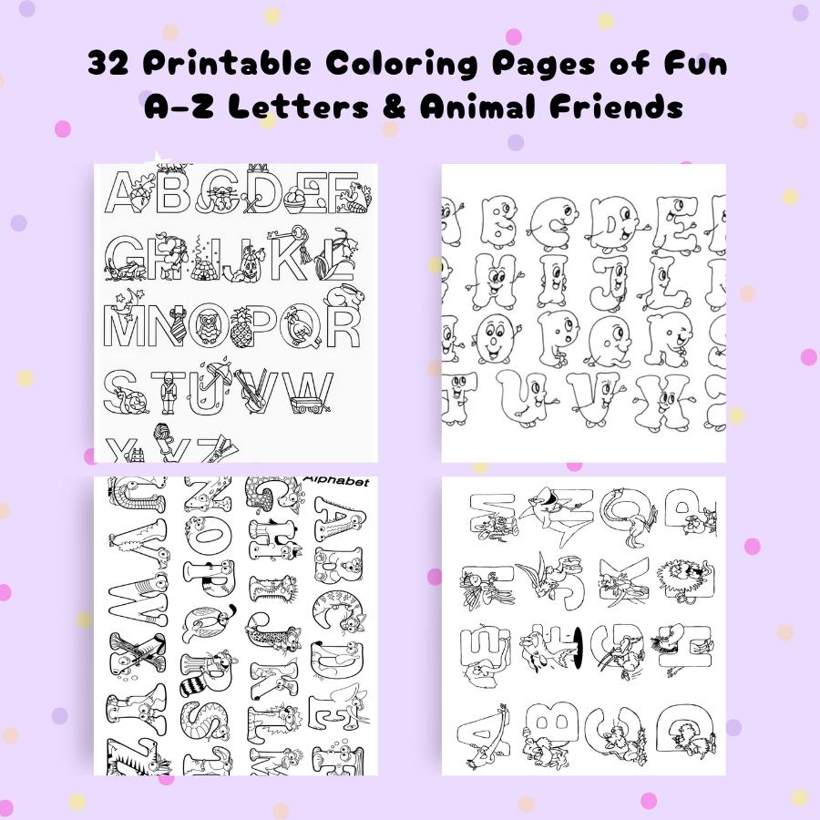 Alphabet Adventure – 32 Printable Coloring Pages of Fun A–Z Letters ...