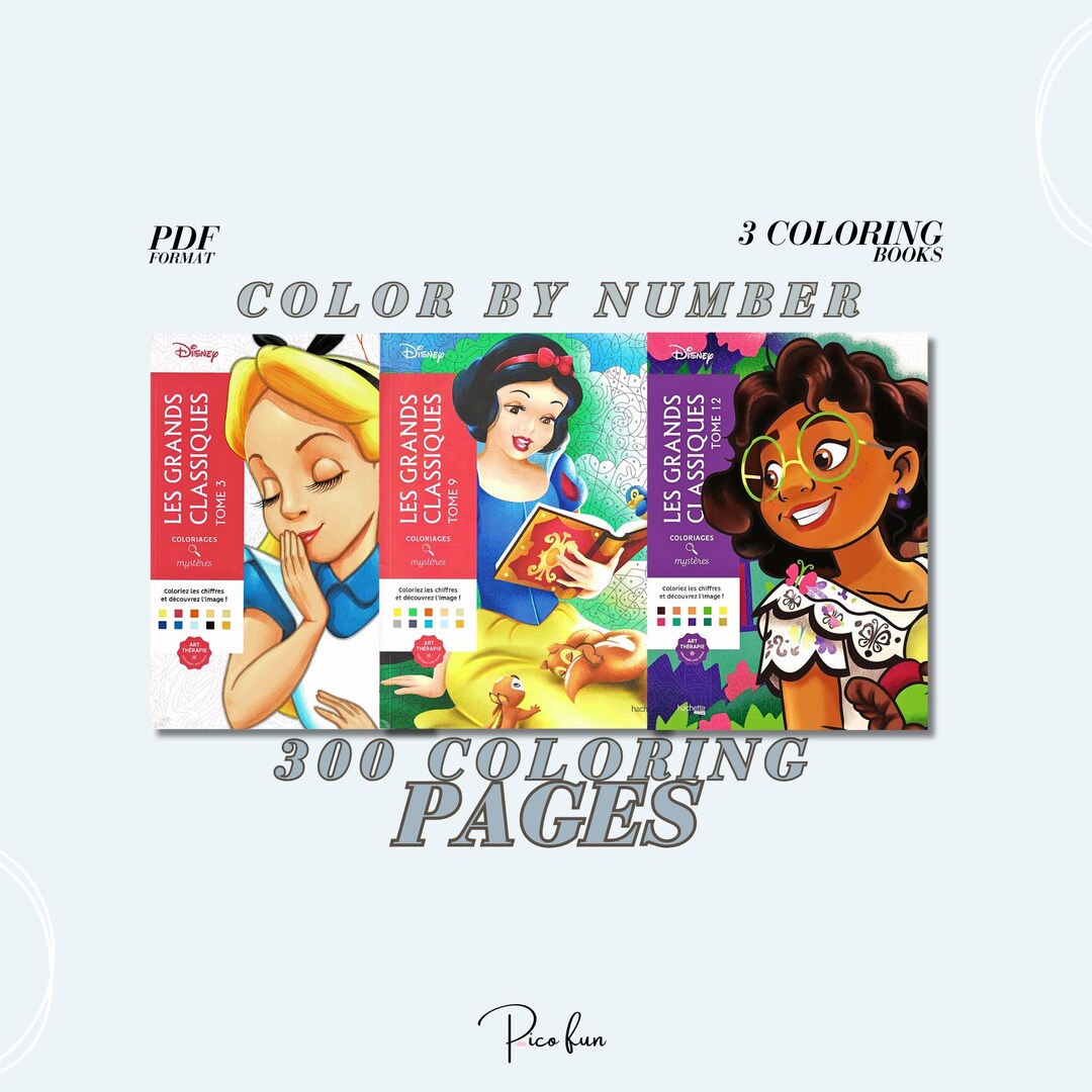 Color by Number Books Set of 3 Digital Paint by Number Cartoon Coloring ...