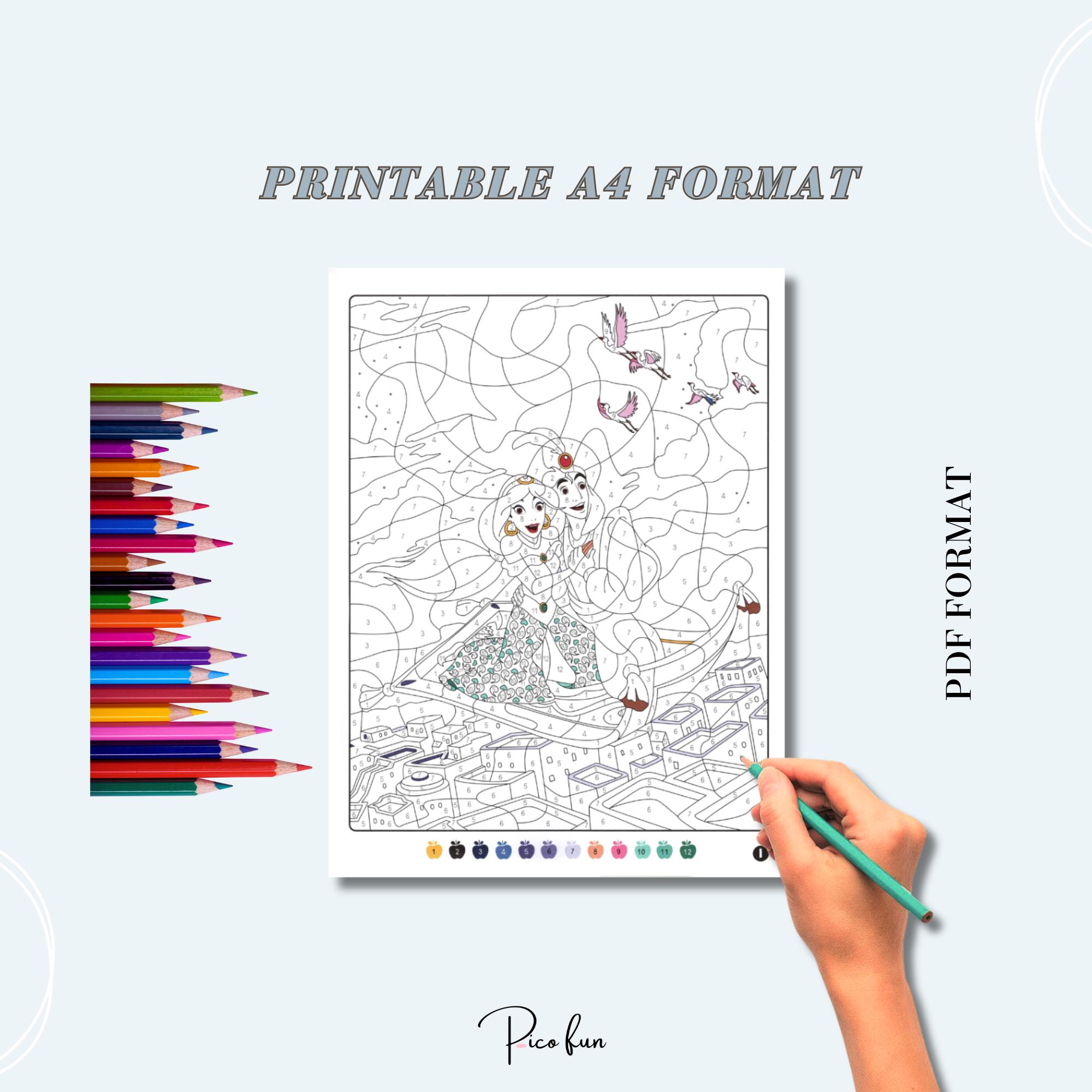 Disney Color by Number Book, 30 Coloring Pages (PDF Download) - Etsy