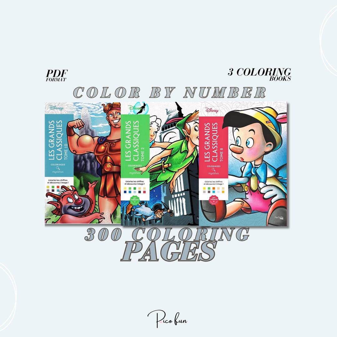 Color by Number Books Set of 3 Digital Paint by Number Cartoon Coloring ...