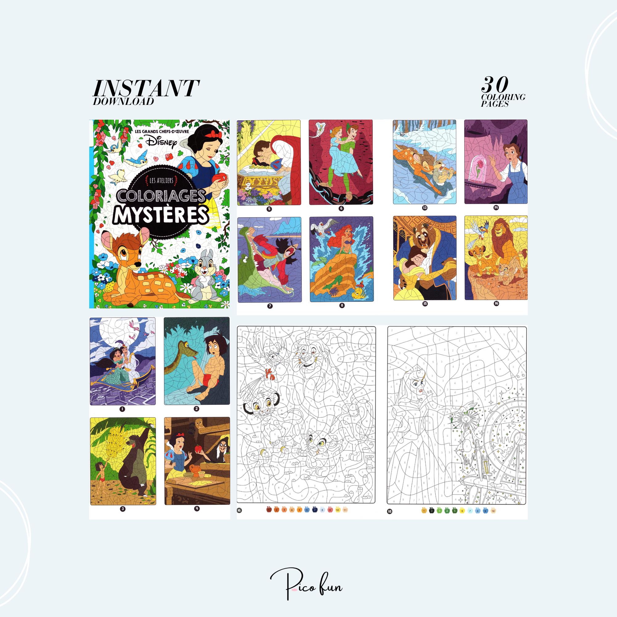 Disney Color by Number Book, 30 Coloring Pages (PDF Download) - Etsy
