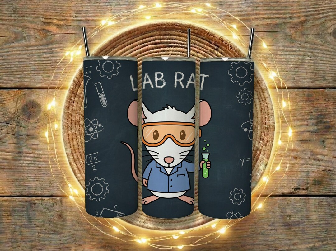 Lab Rat Tumbler Wrap 20oz Cute Rodent Safety Goggle Test Tube Chalk ...