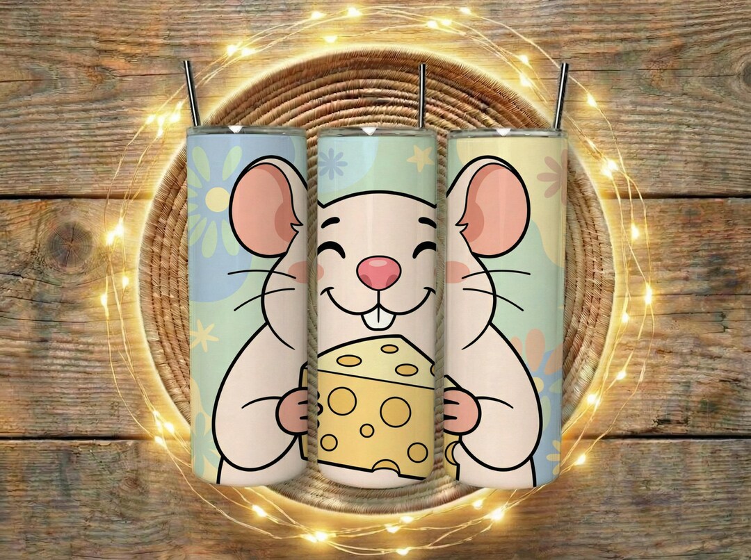 Cute Rat Tumbler Wrap 20oz Swiss Cheese Snack Happy Rodent Pastel ...
