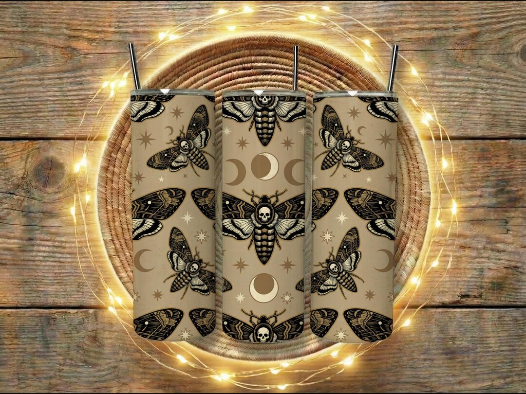 Death Moth Tumbler Wrap PNG Skull Moth Seamless Design Digital Download ...