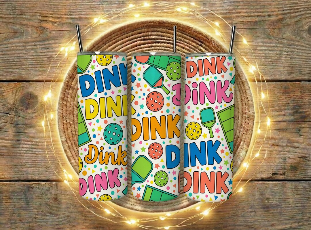 Dink Pickleball Tumbler Wrap 20oz Funny Typography Pattern Colorful ...