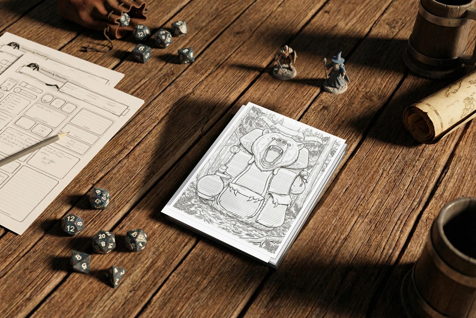 Grizzly Bear Dnd Character Inventory Sheet Bag of Holding Digital Print ...