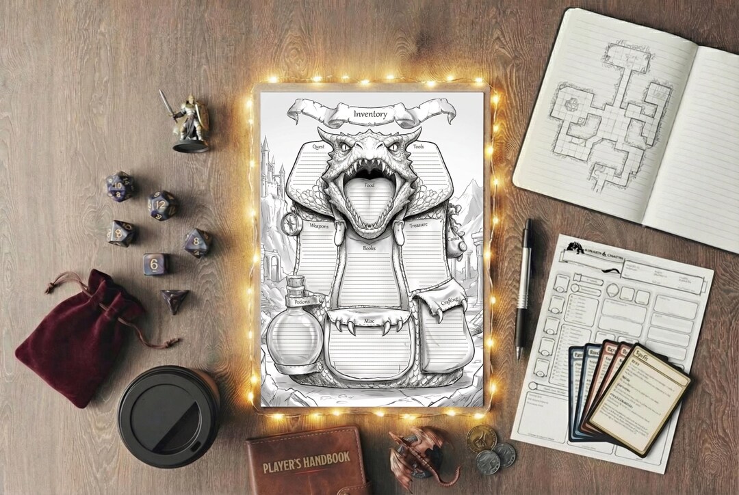 Character Inventory Sheet – Bag of Holding for Dnd | Printable Dungeons ...