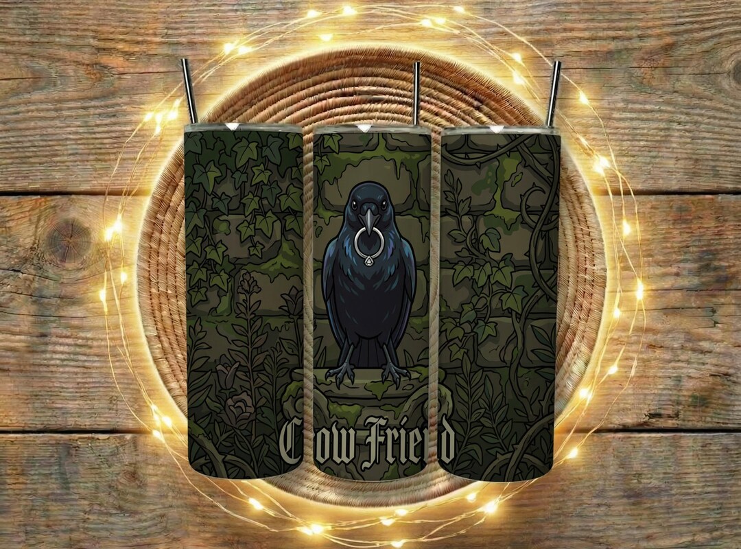 Gothic Crow Friend 20oz Tumbler Wrap PNG Digital Download Spooky Bird ...
