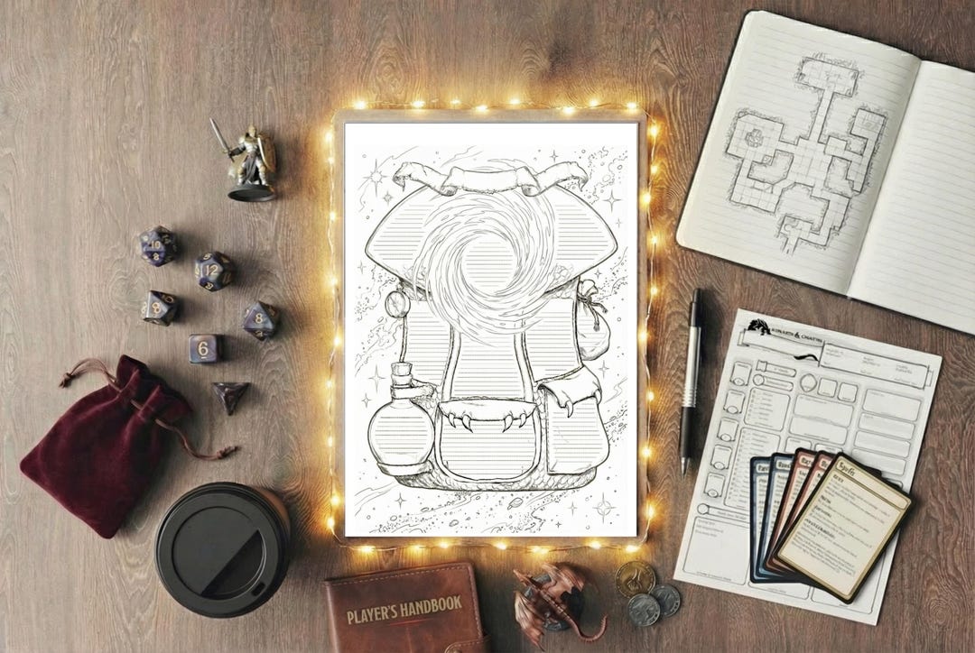 Vortex Portal Dnd Character Inventory Sheet Bag of Holding Printable ...