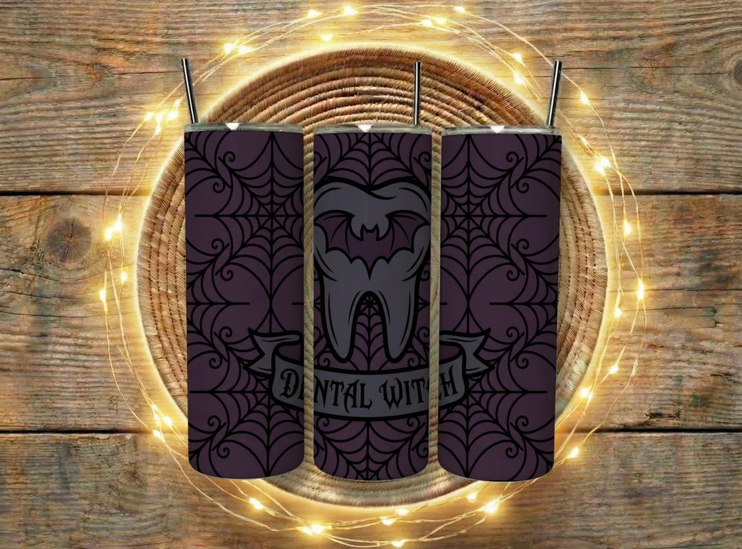 Dental Witch Tumbler Wrap Halloween Bat Tooth Sublimation Design 20oz ...