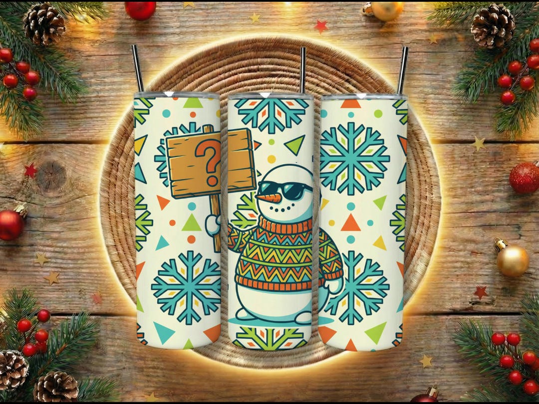 Cool Snowman Tumbler Wrap, 20oz Skinny Tumbler Design, Sublimation PNG ...