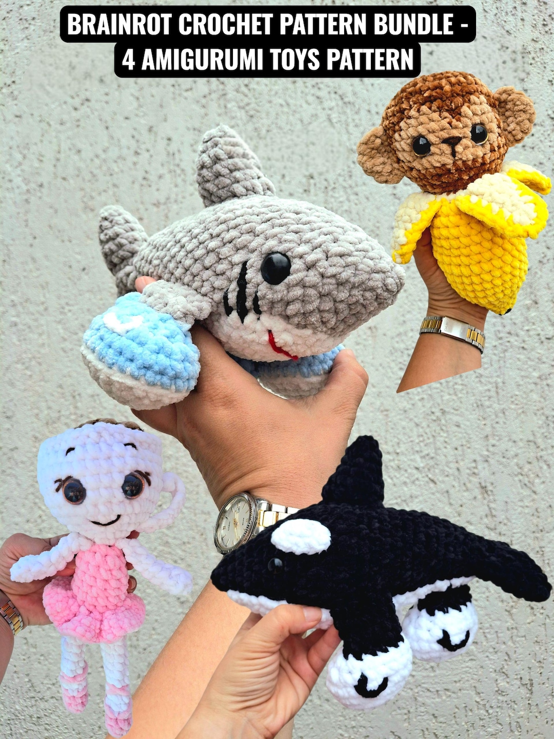 Brainrot Crochet Pattern Bundle – 4 Amigurumi Plush Toys (PDF) - Etsy