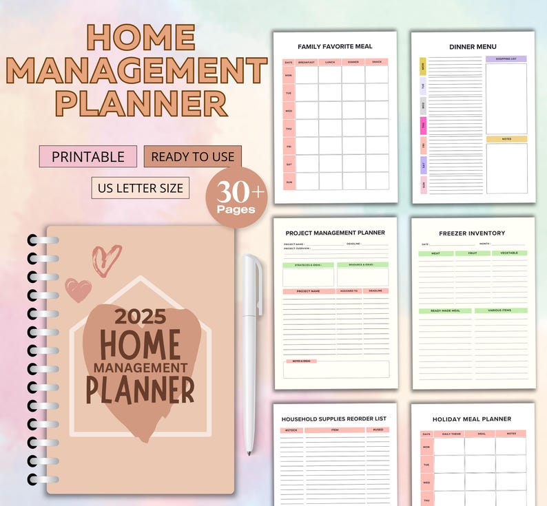 Home Management Binder, Household Planner, Cleaning Checklist, Family ...