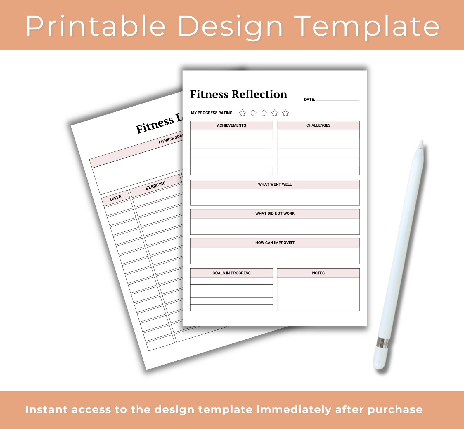 Printable Fitness & Meal Planner, Minimalist Wellness Journal, Workout ...