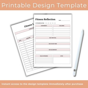 Printable Fitness & Meal Planner, Minimalist Wellness Journal, Workout ...