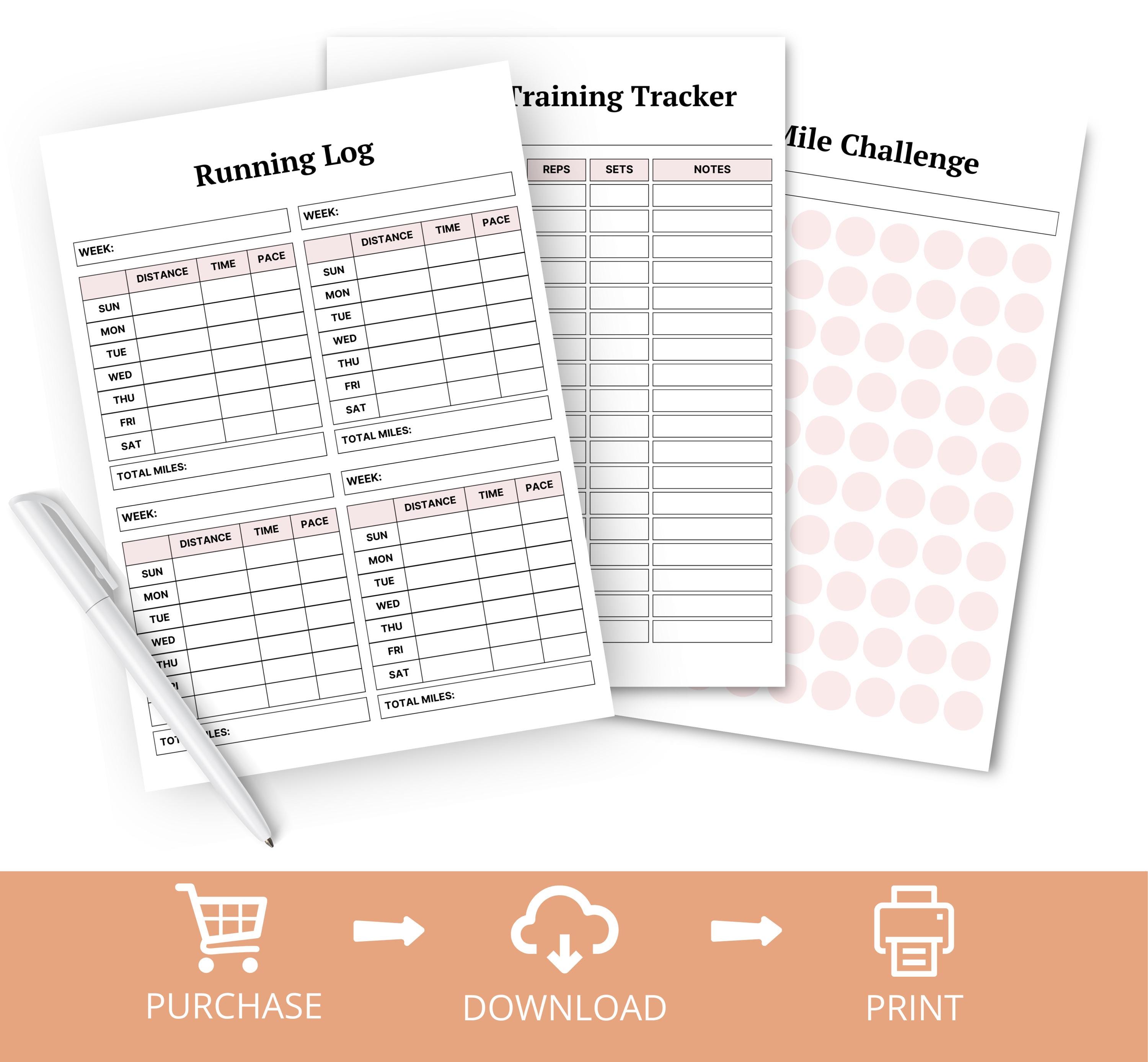 Printable Fitness & Meal Planner, Minimalist Wellness Journal, Workout ...