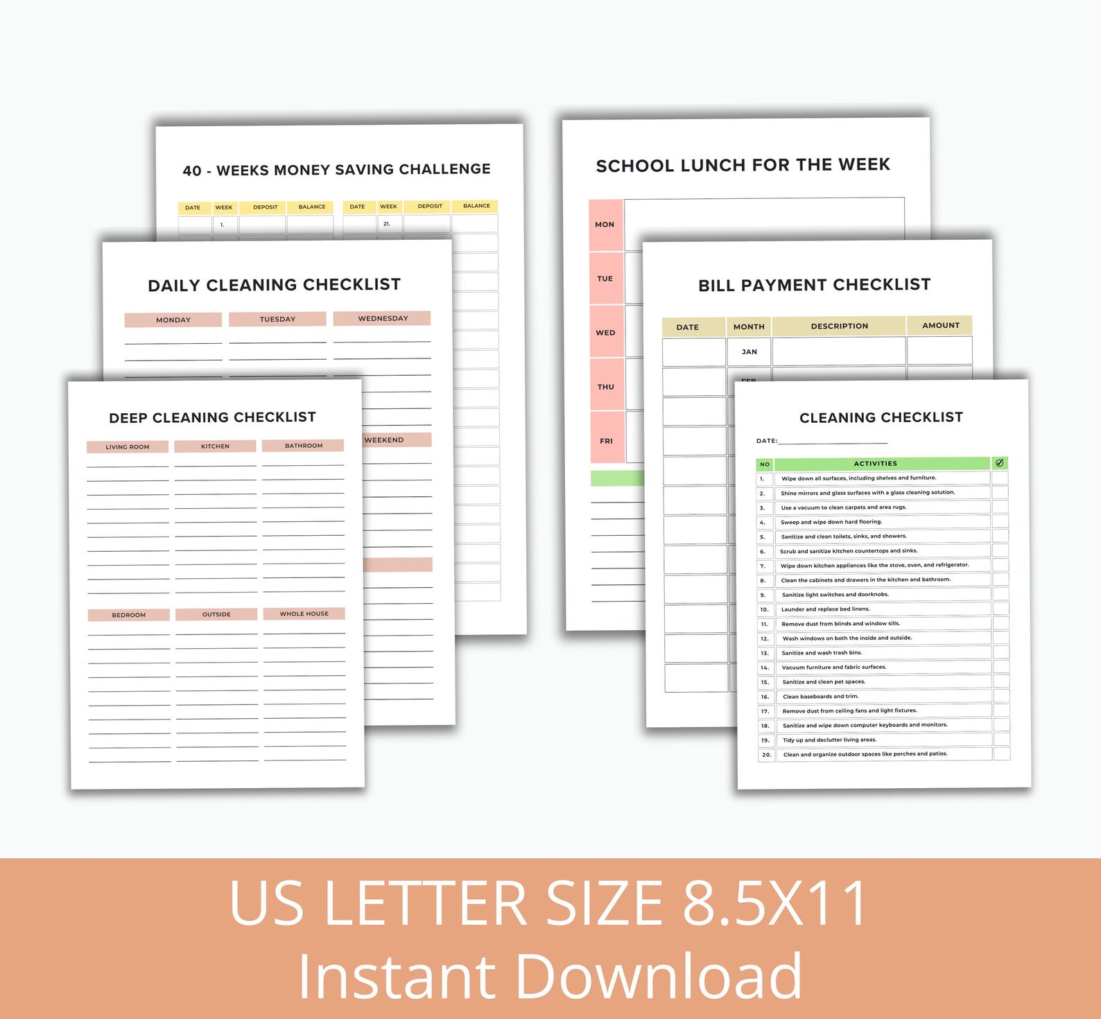Home Management Binder, Household Planner, Cleaning Checklist, Family ...