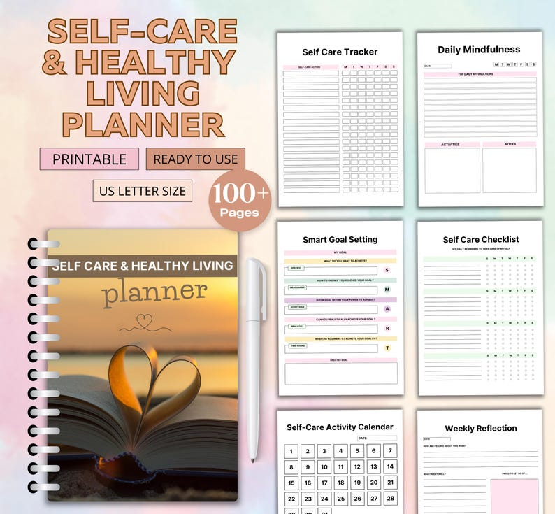 Self-care Planner Printable, Healthy Living Workbook, Mindfulness ...