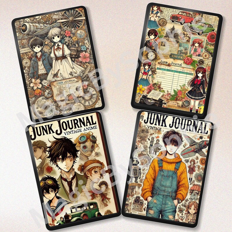 Vintage Anime Junk Journal Kit - Printable Scrapbooking Paper, DIY ...