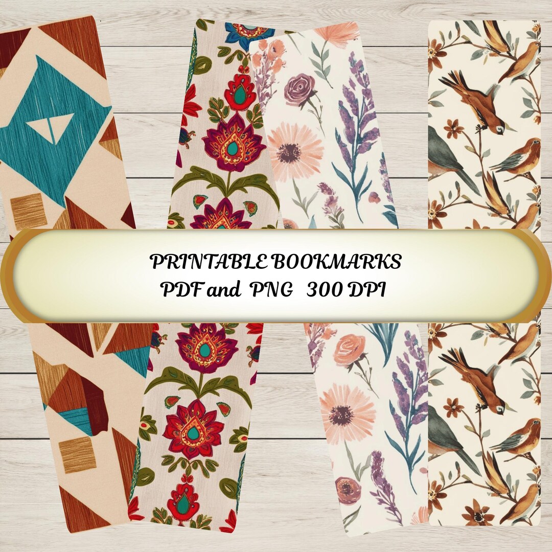 Boho Printable Bookmarks, Digital Bookmark Set,scrapbooking Supplies ...